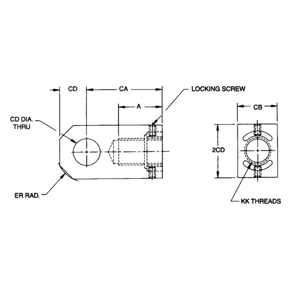 Taper Line - Air Cylinder Rod Eye: 3/4-16 Thread, 3/4" Bore, Steel, Use ...