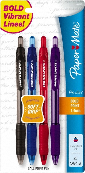 Paper Mate - Retractable Ball Point Pen: 1 mm Tip, Assorted Ink | MSC ...