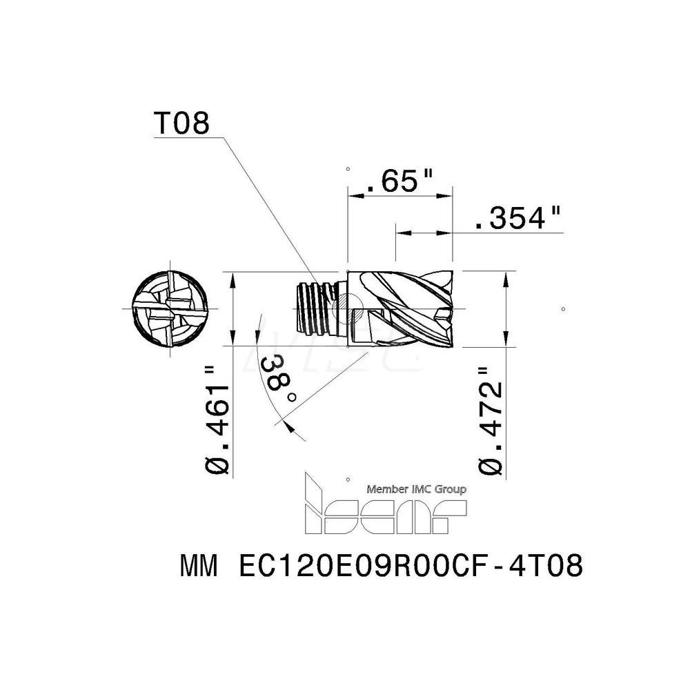 Iscar - Roughing Milling Tip Insert: MMEC120E09R00CF-4T08 IC908 ...