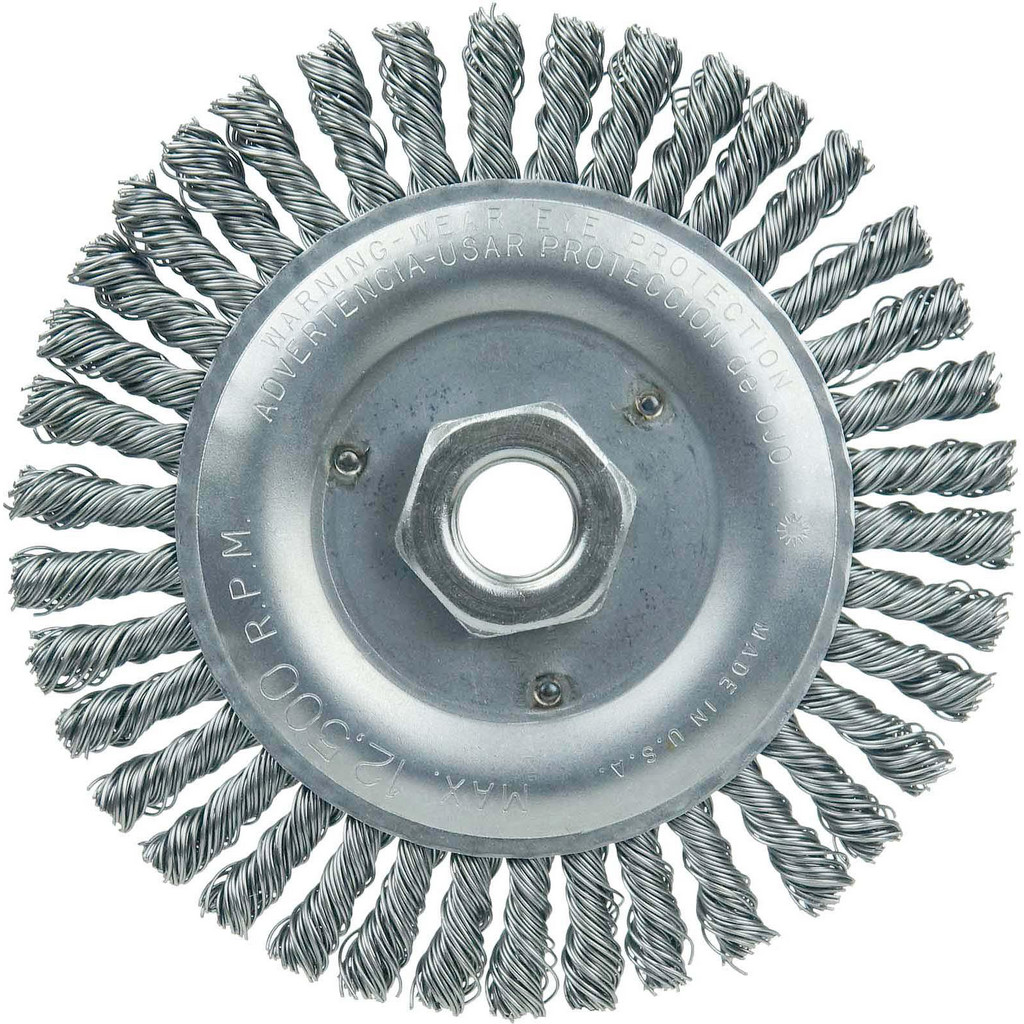 Weiler - Wheel Brush: 5" Wheel Dia, 3/16" Face Width, 0.0200" Wire Dia ...
