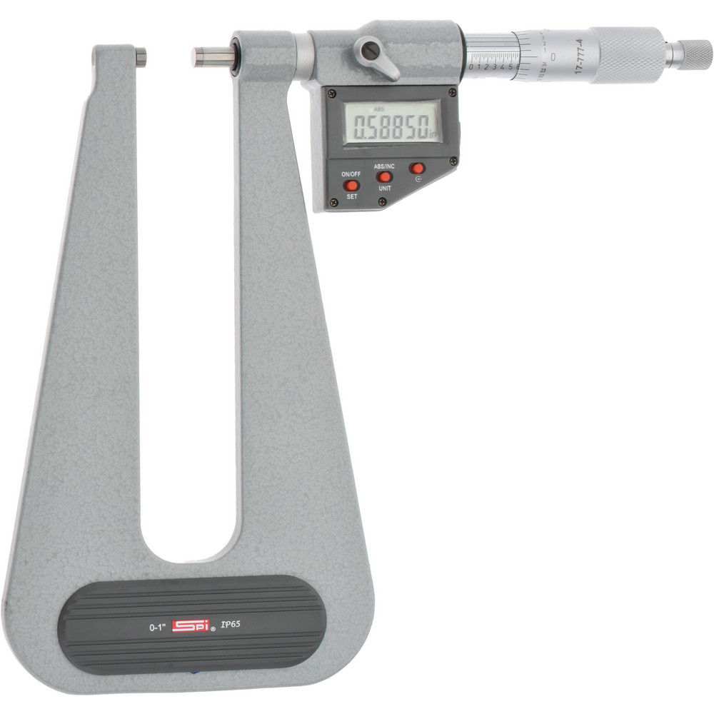 SPI - Electronic Outside Micrometer: 1" Max, Solid Carbide Face, IP65 ...