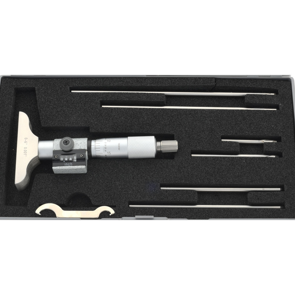 SPI - Mechanical Depth Micrometer: 6'' Range, 6 Rods | MSC Direct