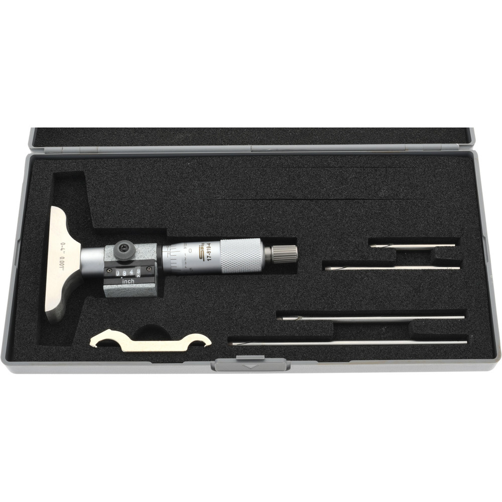 SPI - Mechanical Depth Micrometer: 4'' Range, 4 Rods | MSC Direct