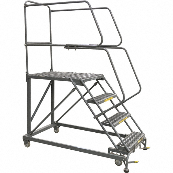 Ballymore - Carbon Steel Rolling Ladder: 40" Platform, 800 lb Capacity ...