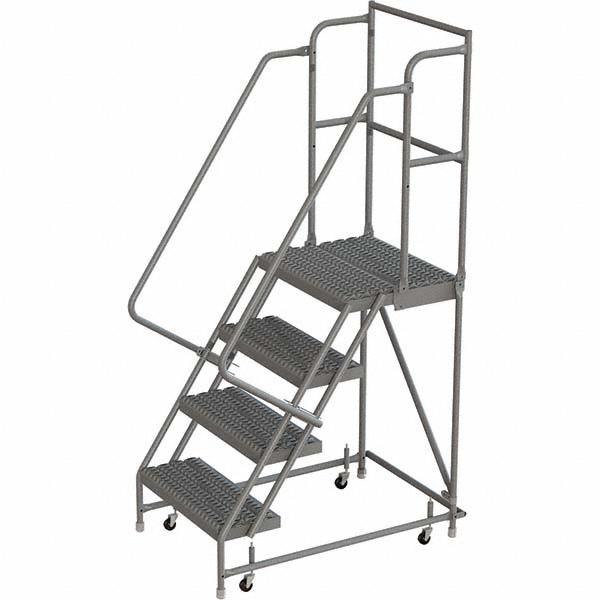 TRI-ARC - Steel Spring-Loaded Rolling Ladder: 450 lb Capacity, 4 Step ...