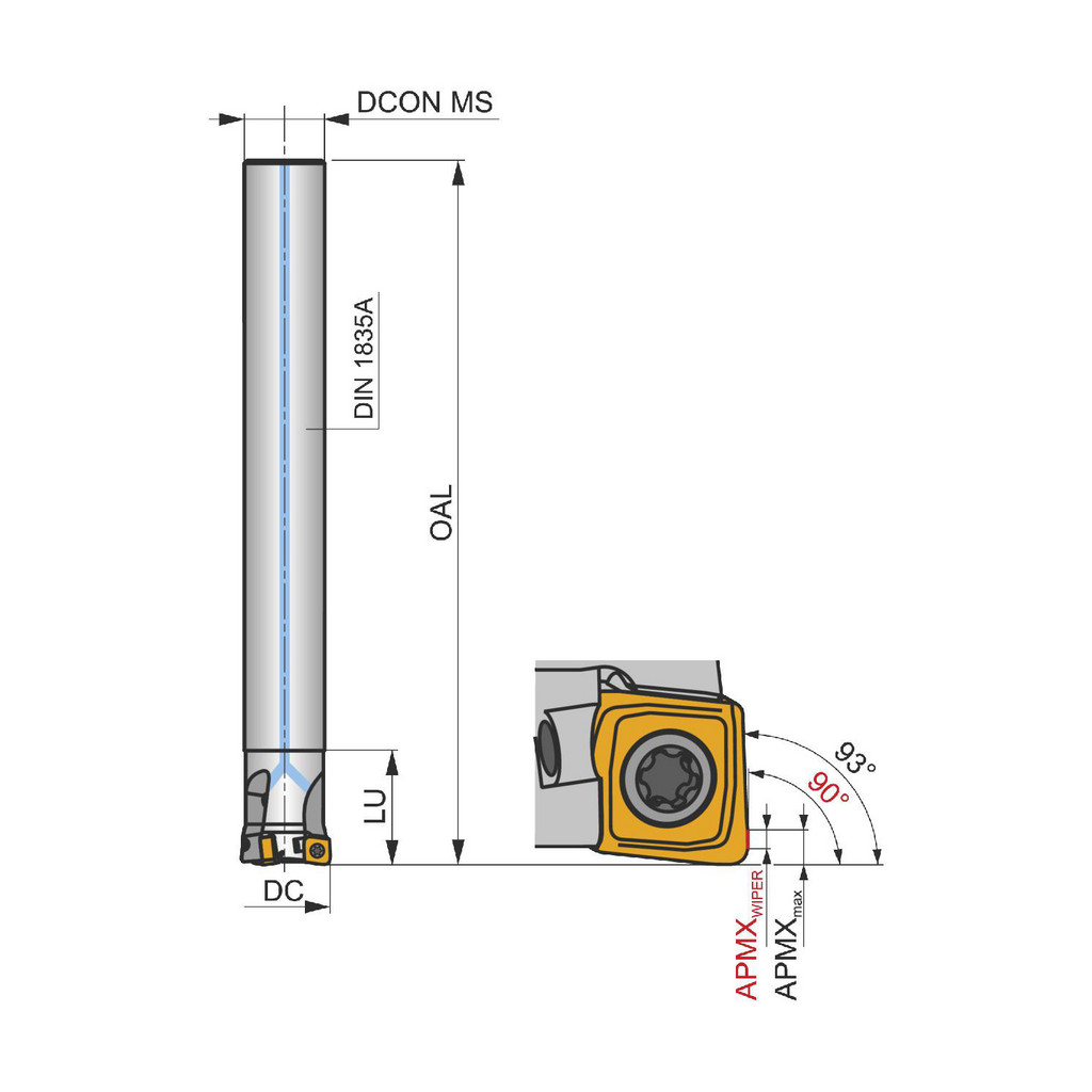 Dormer Pramet - Indexable Copy End Mills: Cutting Diameter (mm): 12.00 ...