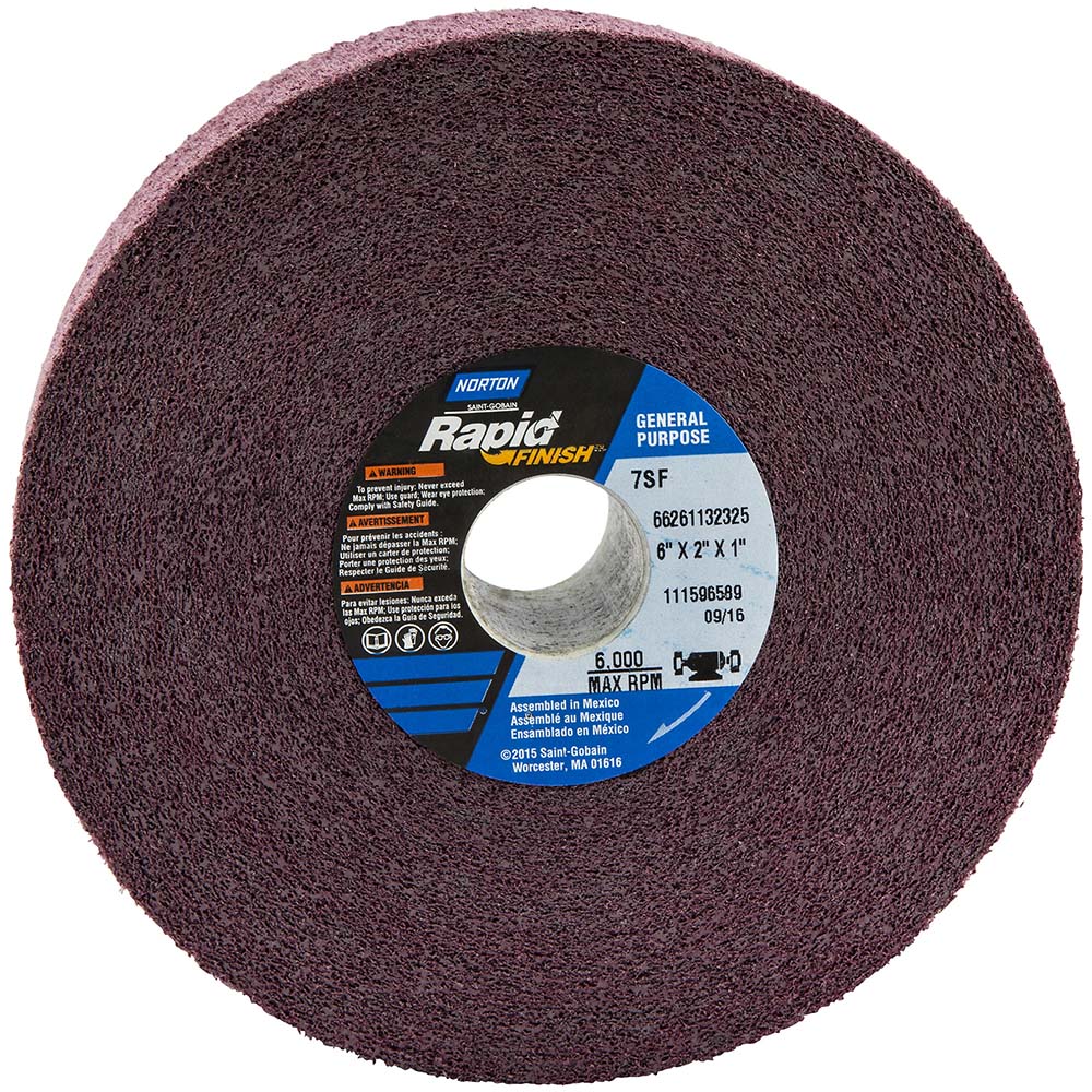 Norton - Deburring Wheel: 6" Dia, 2" Face Width, 1" Hole, Density 7 ...