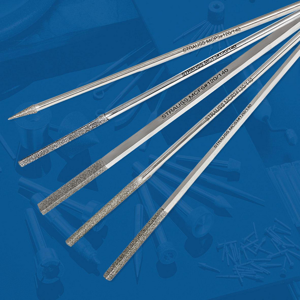 Strauss - Three Square Standard Diamond File: 6" OAL, Medium Grade ...