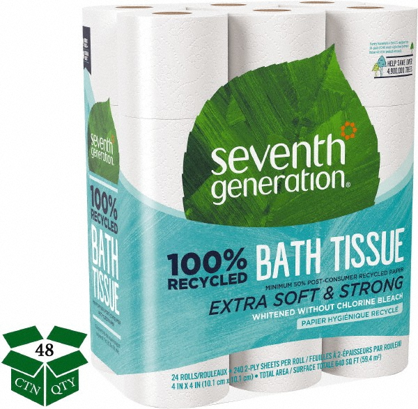 Seventh Generation - Bathroom Tissue: Standard Roll, Recycled Fiber, 2 ...