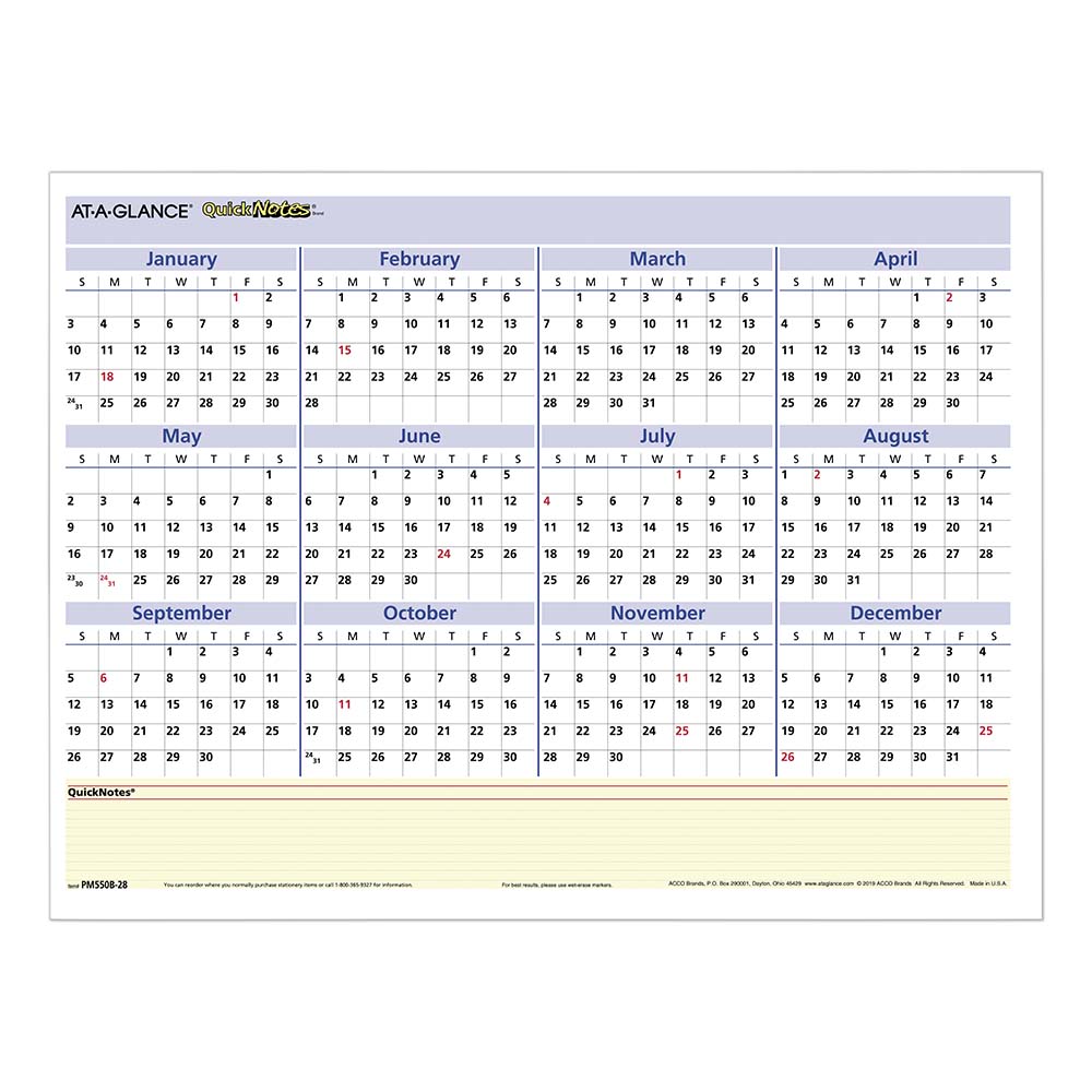 AT-A-GLANCE - Wall Calendar: 1 Sheets, 16 x 12" Sheet, Planner Ruled ...