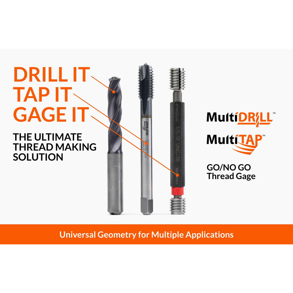 Emuge - Extension Tap: 1/4-20, 3 Flutes, NE2 Finish, Cobalt, Spiral ...