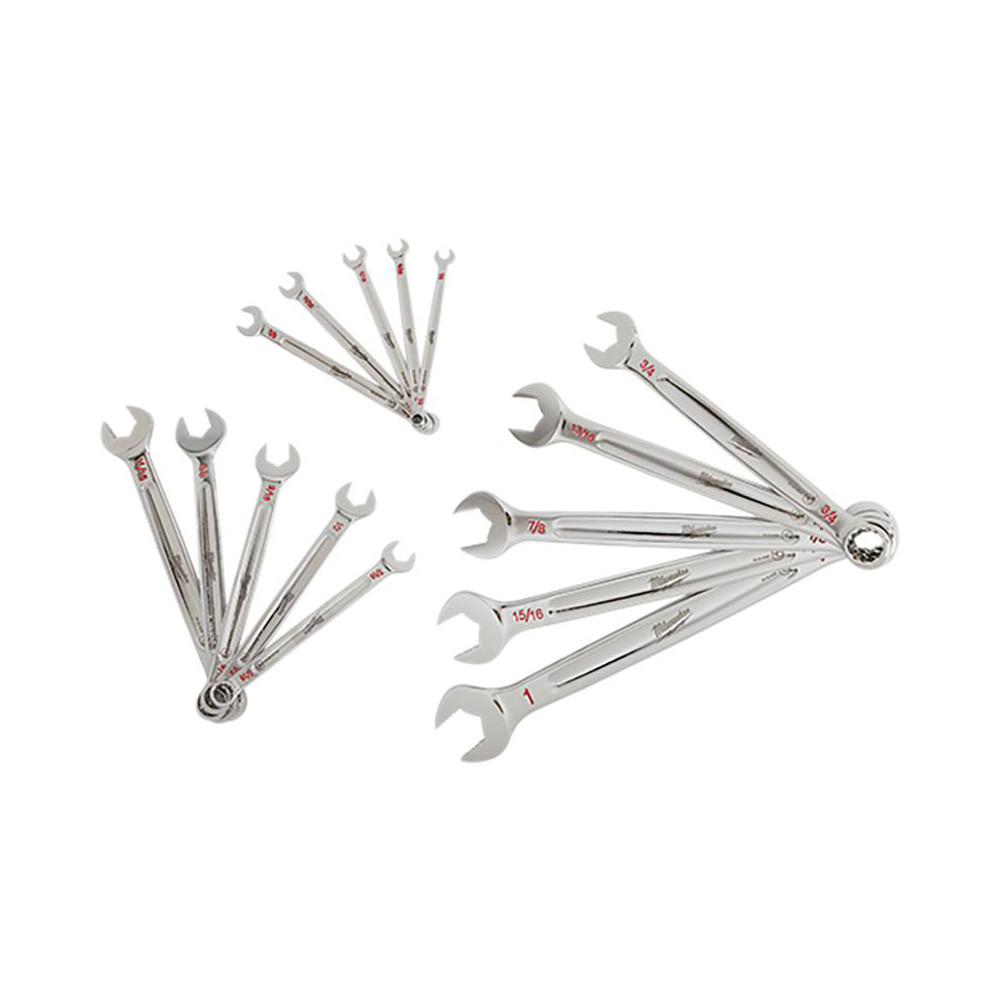 Milwaukee Tool - Combination Wrench Set: 15 Pc, 1/4 in - 1 in Wrench, Inch | MSC Direct