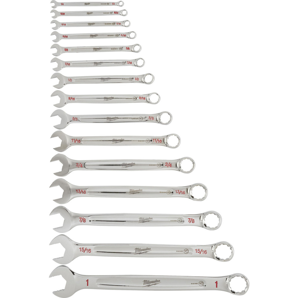 Milwaukee Tool - Combination Wrench Set: 15 Pc, Inch | MSC Direct