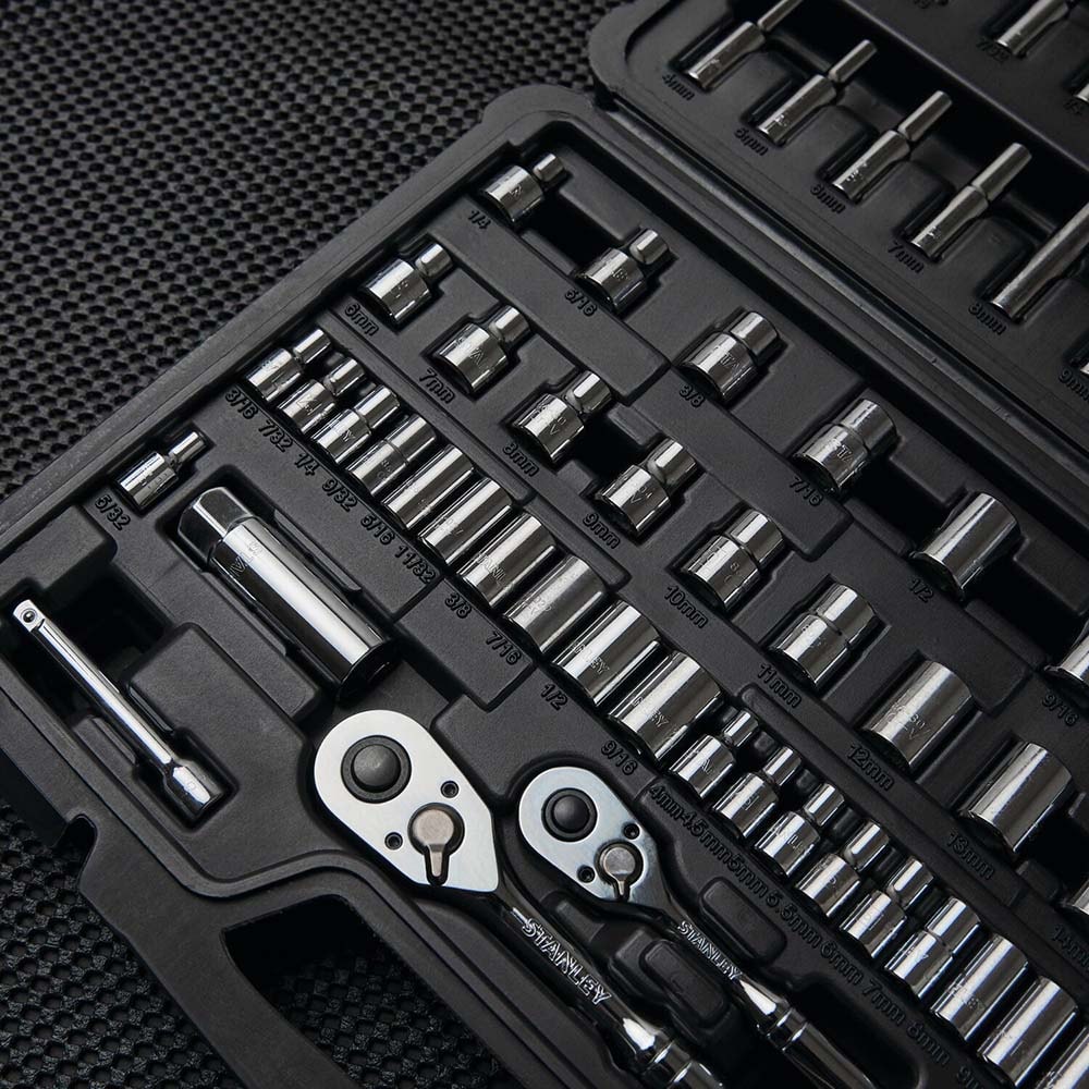 Stanley Socket Set Standard 85 Pc 1 4 3 8 Drive 5 32 Min 7 8 Max MSC Direct