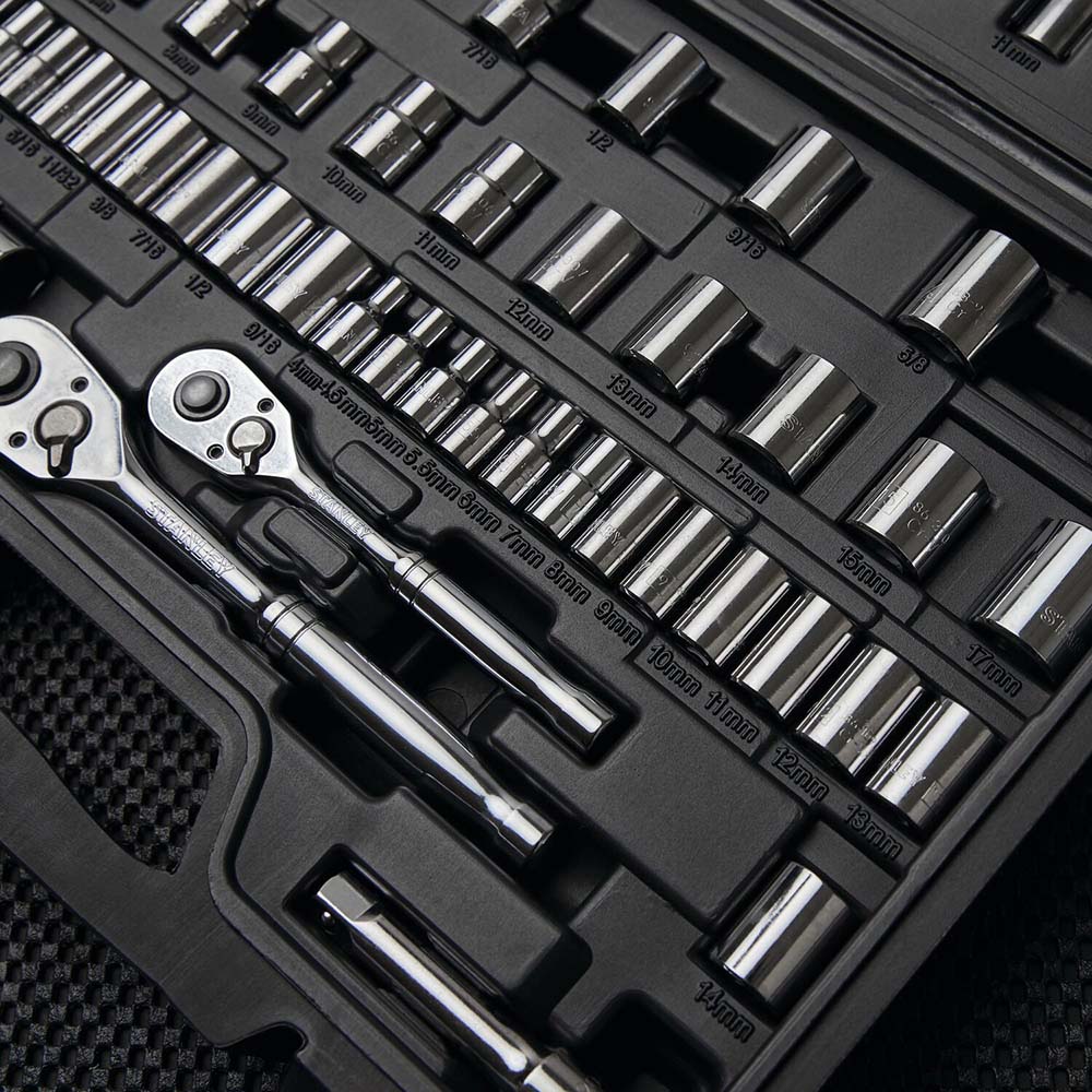 Stanley - Socket Set: Standard, 85 Pc, 1/4 & 3/8" Drive, 5/32" Min, 7/8 ...