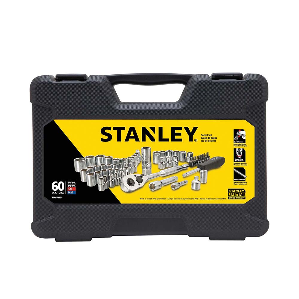 Stanley - Socket Set: Deep & Standard, 60 Pc, 1/4 & 3/8" Drive, 5/32 ...