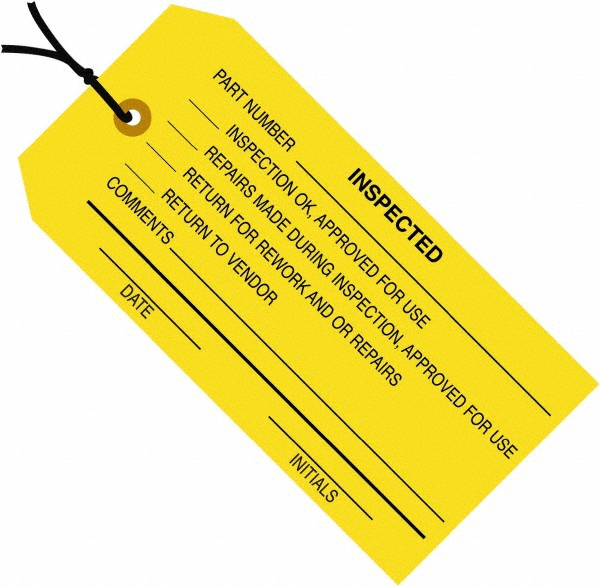 Value Collection - Blank Tag: 4-3/4'' High, Yellow, Synthetic Paper ...