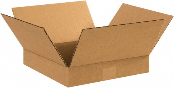 Made in USA - Corrugated Shipping Box: 12" Long, 12" Wide, 2" High ...