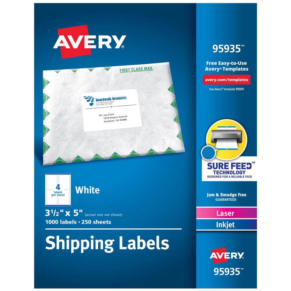 AVERY - Label Maker Label: White, Paper, 5" OAL, 1,000 per Roll | MSC ...
