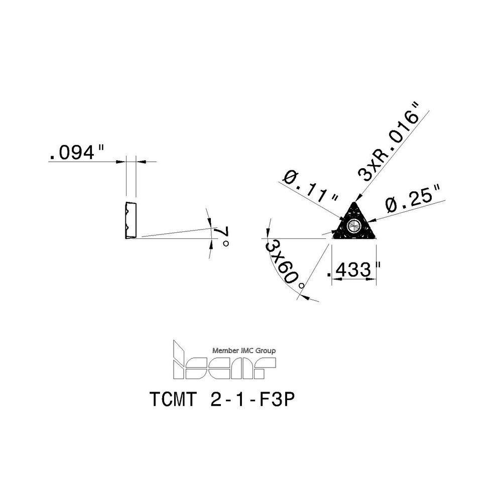 Iscar - Turning Insert: TCMT2-1-F3P IC8250, Carbide | MSC Direct