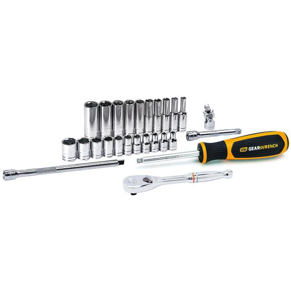 GEARWRENCH - Socket Set: Deep & Standard, 26 Pc, 1/4" Drive, 5/32" Min ...