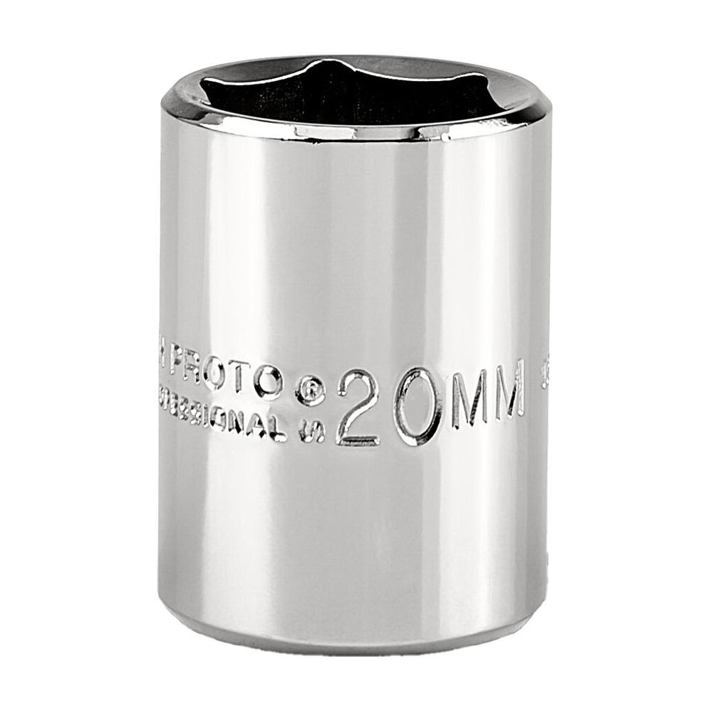Proto - Standard Hand Socket: 1/2" Drive, 20.00 mm Socket, 6-Point ...