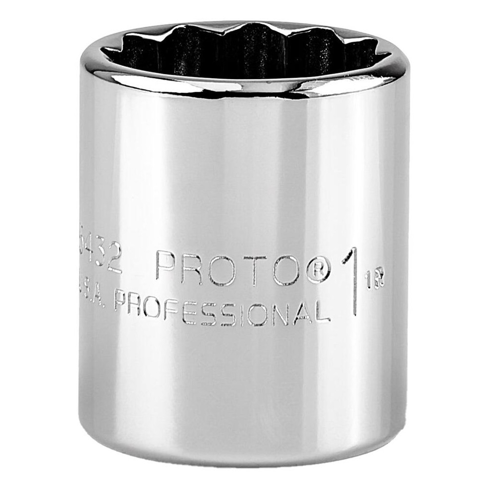 Hand Socket: 1" Socket, 12-Point - Chrome-Plated