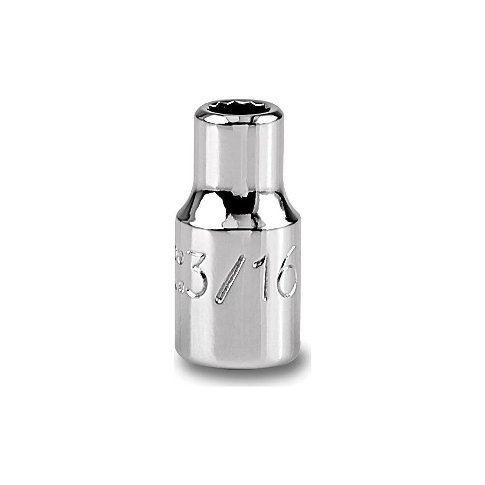 Hand Socket: 3/16" Socket, 12-Point - Chrome-Plated