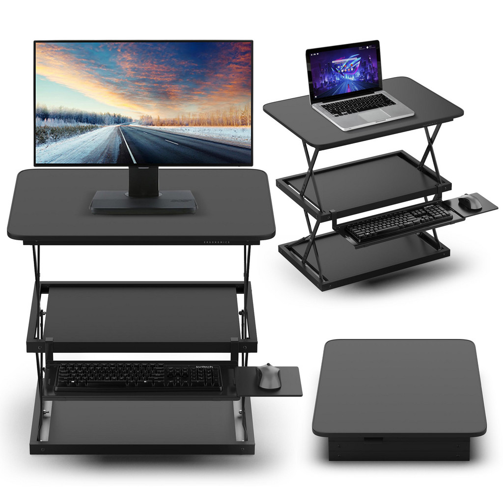 Uncaged Ergonomics - Sit-to-Stand Table Desk: Steel, Black | MSC Direct