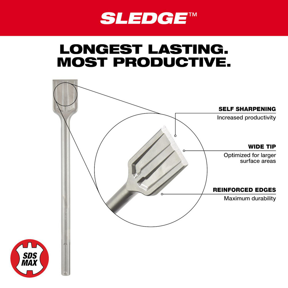 Milwaukee Tool - Hammer & Chipper Replacement Chisels: Chisel Type: Scaling Chisel; Head Width ...