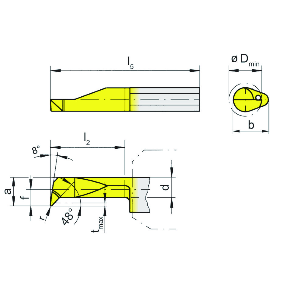 HORN - Boring, Chamfering & Profiling Bar: 4.00 mm Min Bore, Right Hand ...