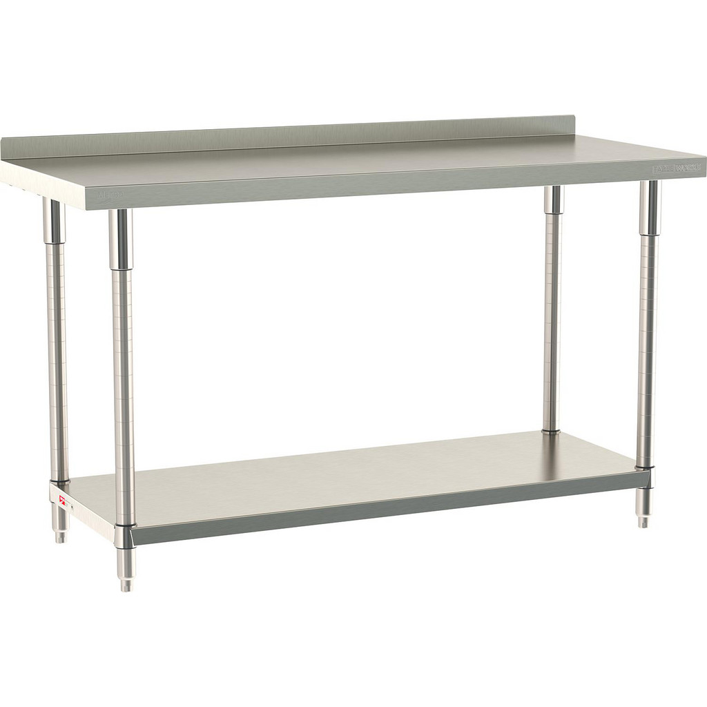 Metro - Work Table with Lower Shelf and Backsplash: 60" Wide, 60" Deep ...
