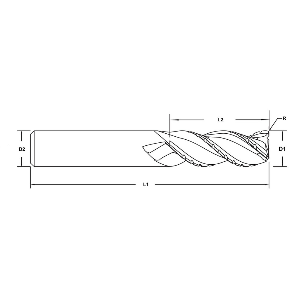 M.A. Ford® - Roughing & Finishing End Mill: 3/4" Dia, 3 Flute, 0.0300 ...