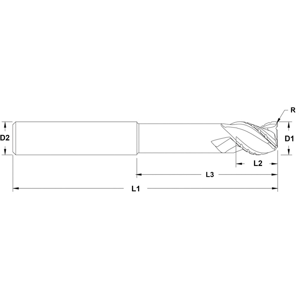 M.A. Ford® - Roughing & Finishing End Mill: 3/4" Dia, 3 Flute, 0.0300 ...