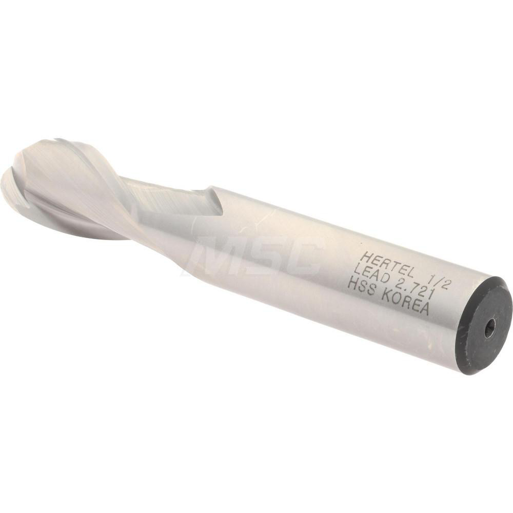Hertel - Ball End Mill: 1/2" Dia, 1" LOC, 2 Flute, High Speed Steel ...