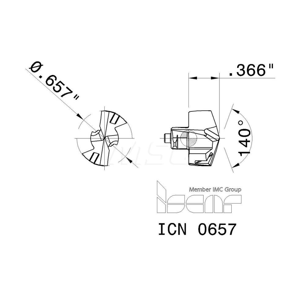 Iscar - Replaceable Drill Tips: ICN 0657 IC08, 0.6570" Dia, 16.69 mm ...