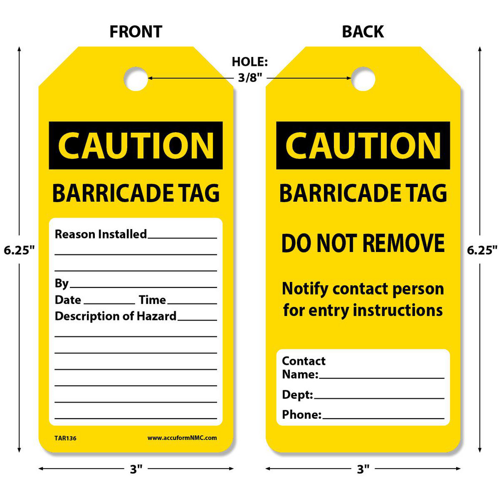 AccuformNMC - Accident Prevention Tag: Rectangle, 6-1/4" High ...