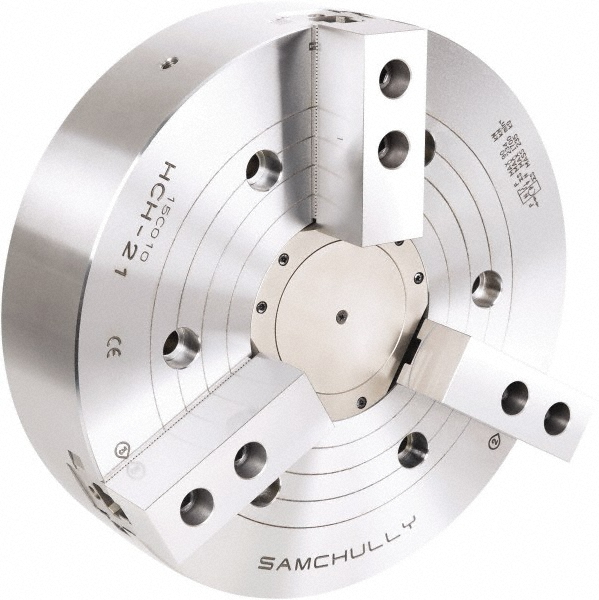 Samchully - Hydraulic Power Lathe Chuck: 530 mm Dia, 3 Jaws, Plain Back ...