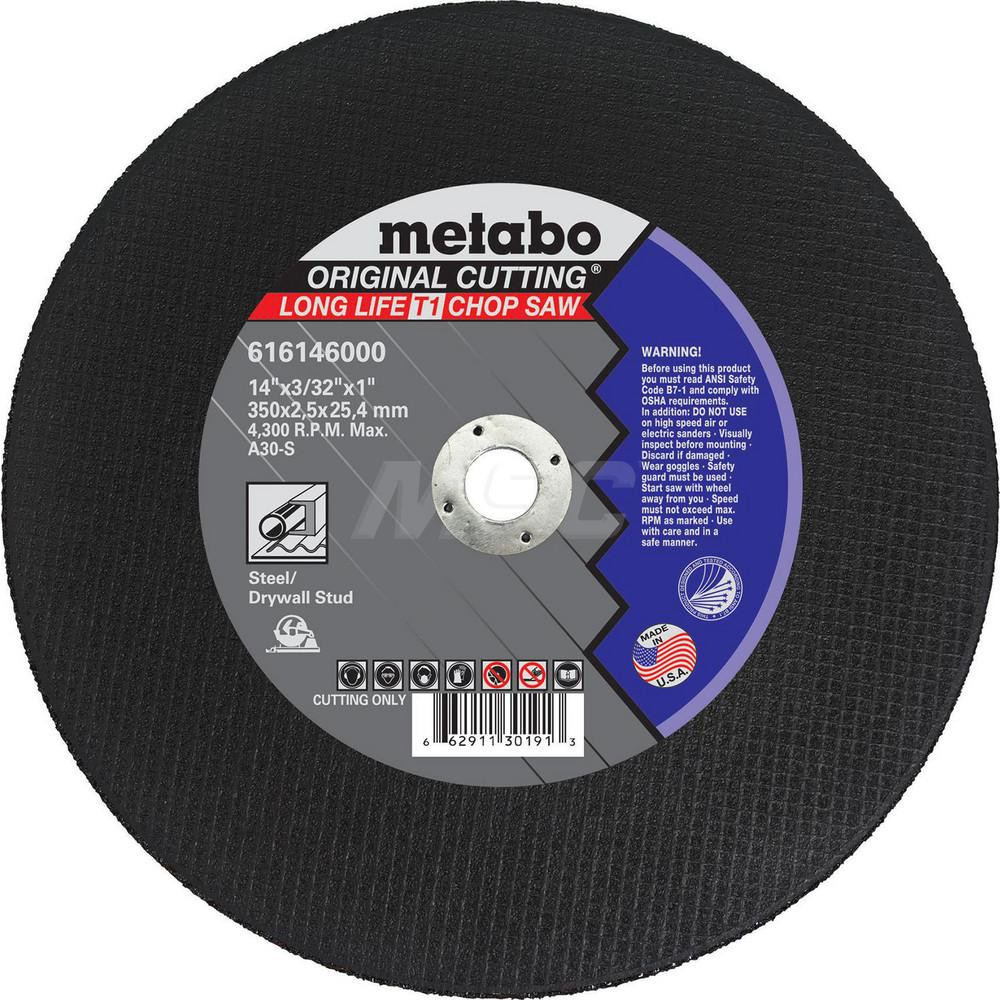 Metabo - Cutoff Wheel: Type 1 (01/41), 14" Dia, 3/32" Thick, 1" Hole ...