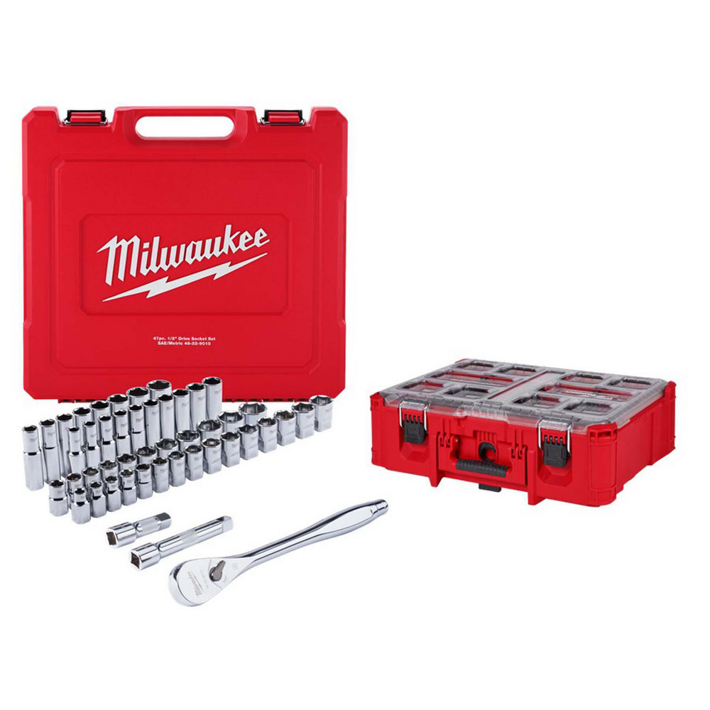 Milwaukee Tool - Socket Set: Ratchet & Socket, 48 Pc, 1/2" Drive, 1/2 ...