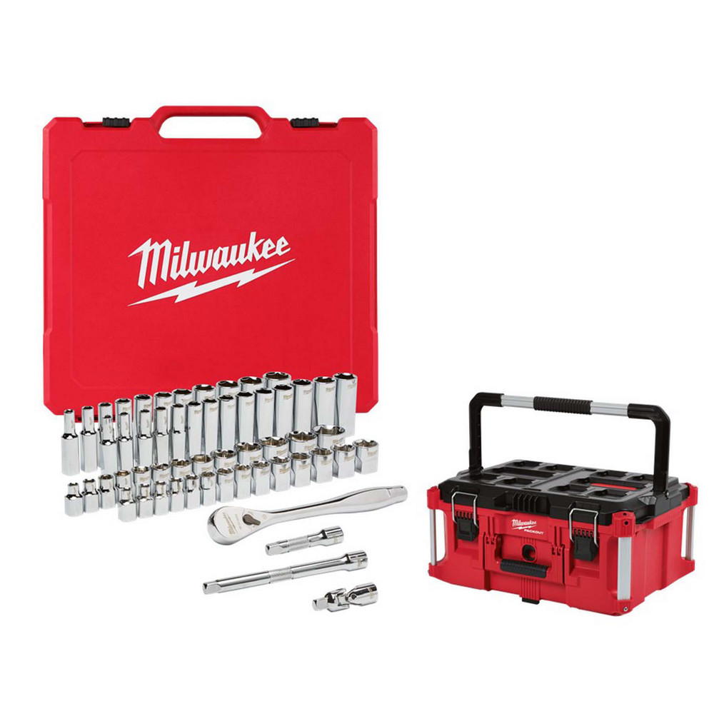 Milwaukee Tool - Socket Set: Deep Standard, 57 Pc, 3/8" Drive, 6.00 to ...