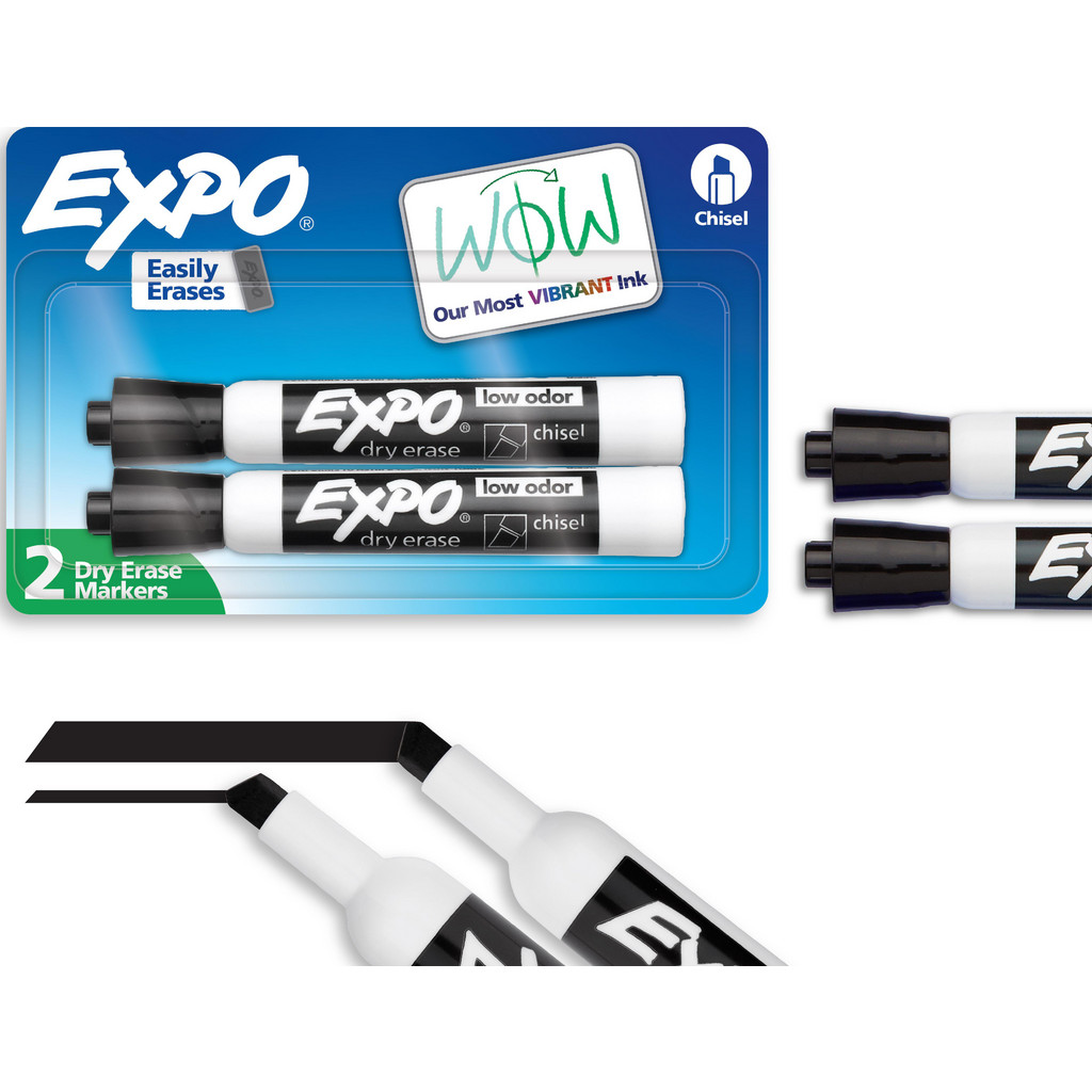 Expo - Dry Erase Markers & Accessories: Color: Black; Tip Type: Chisel ...