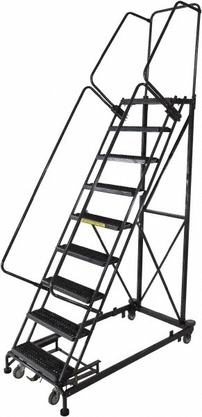 Ballymore - Steel Rolling Ladder: 90" Platform, 800 lb Capacity, 9 Step ...