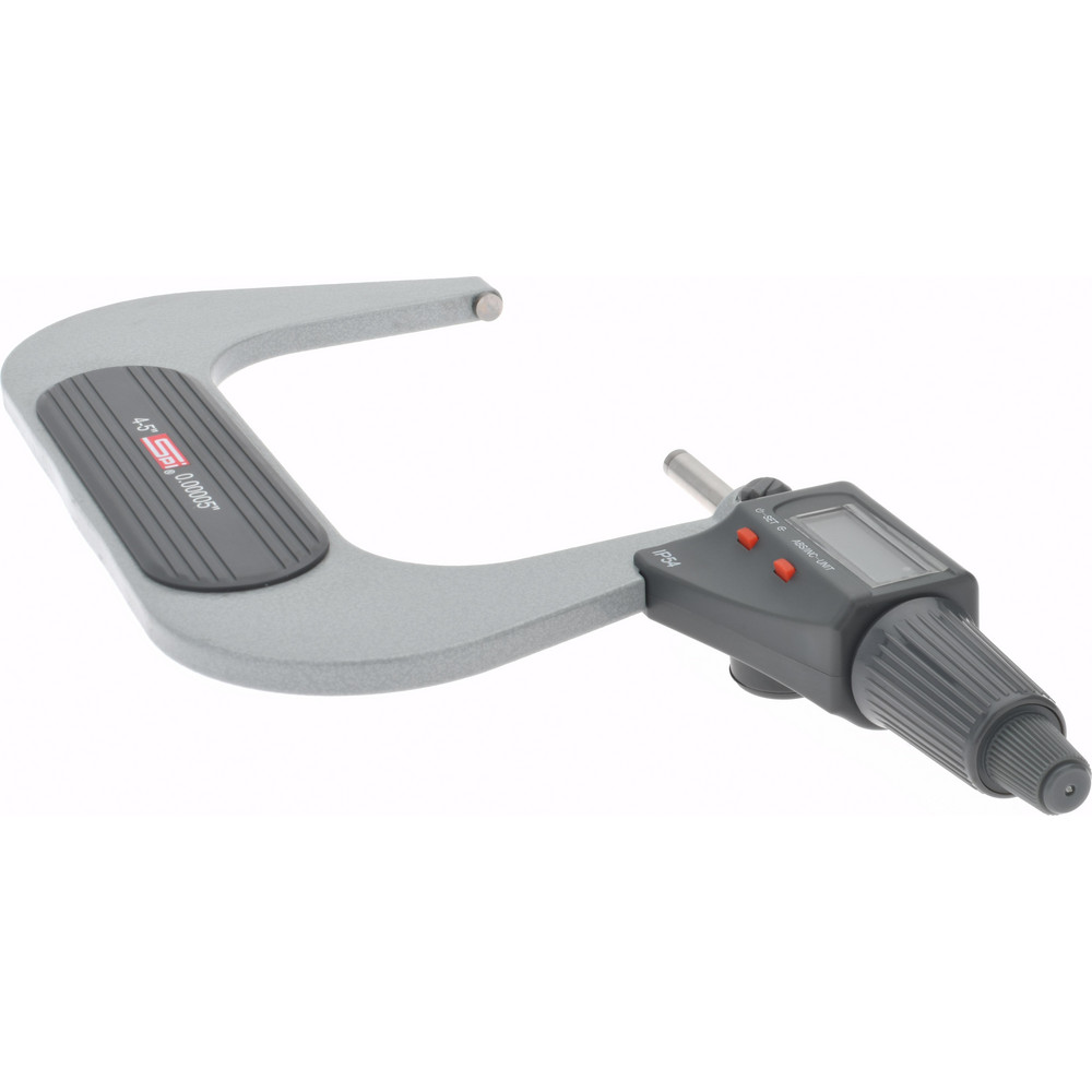 SPI - Electronic Outside Micrometer: 5" Max, Carbide-Tipped Face, IP54 ...