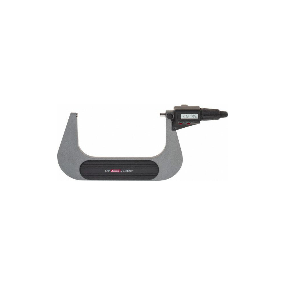 SPI - Electronic Outside Micrometer: 6" Max, Carbide-Tipped Face, IP54 ...