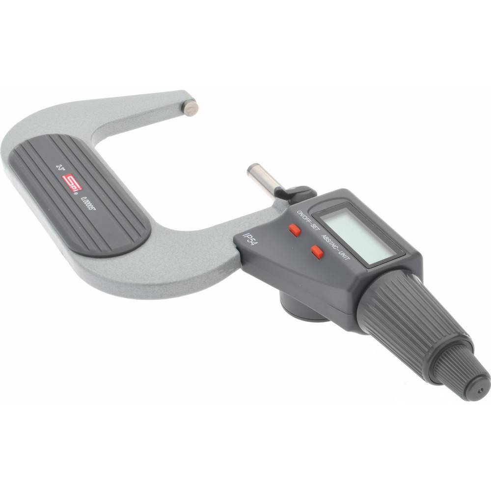 SPI - Electronic Outside Micrometer: 3" Max, Carbide-Tipped Face, IP54 ...