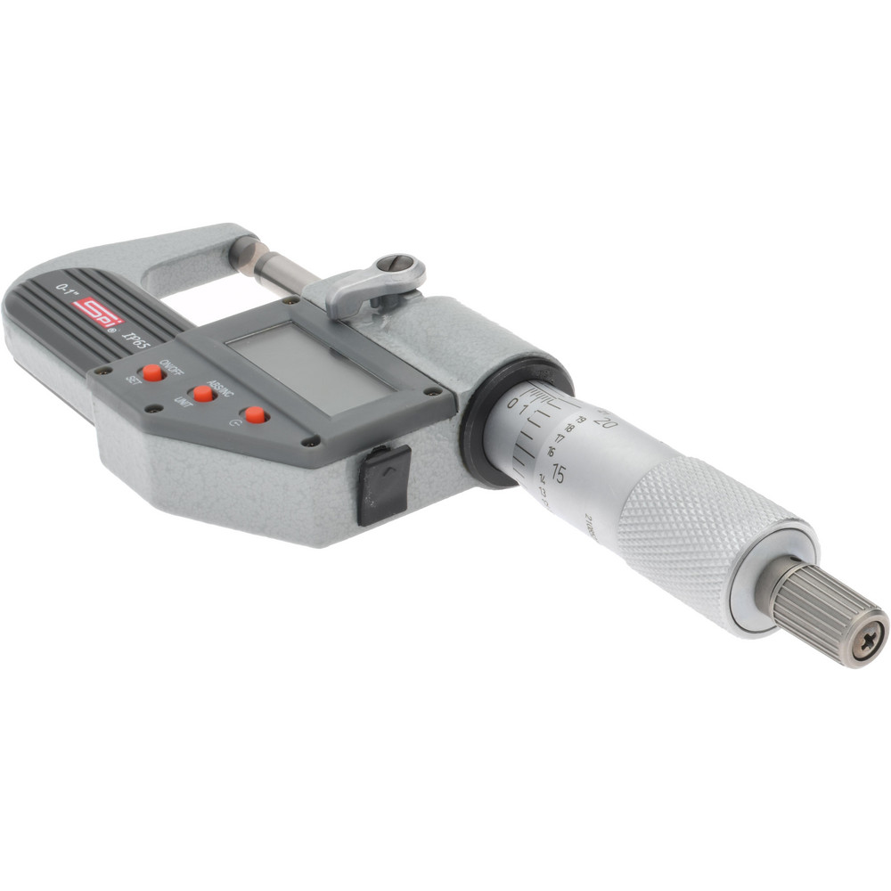 SPI - Electronic Outside Micrometer: 1" Max, Carbide-Tipped Face, IP65 ...