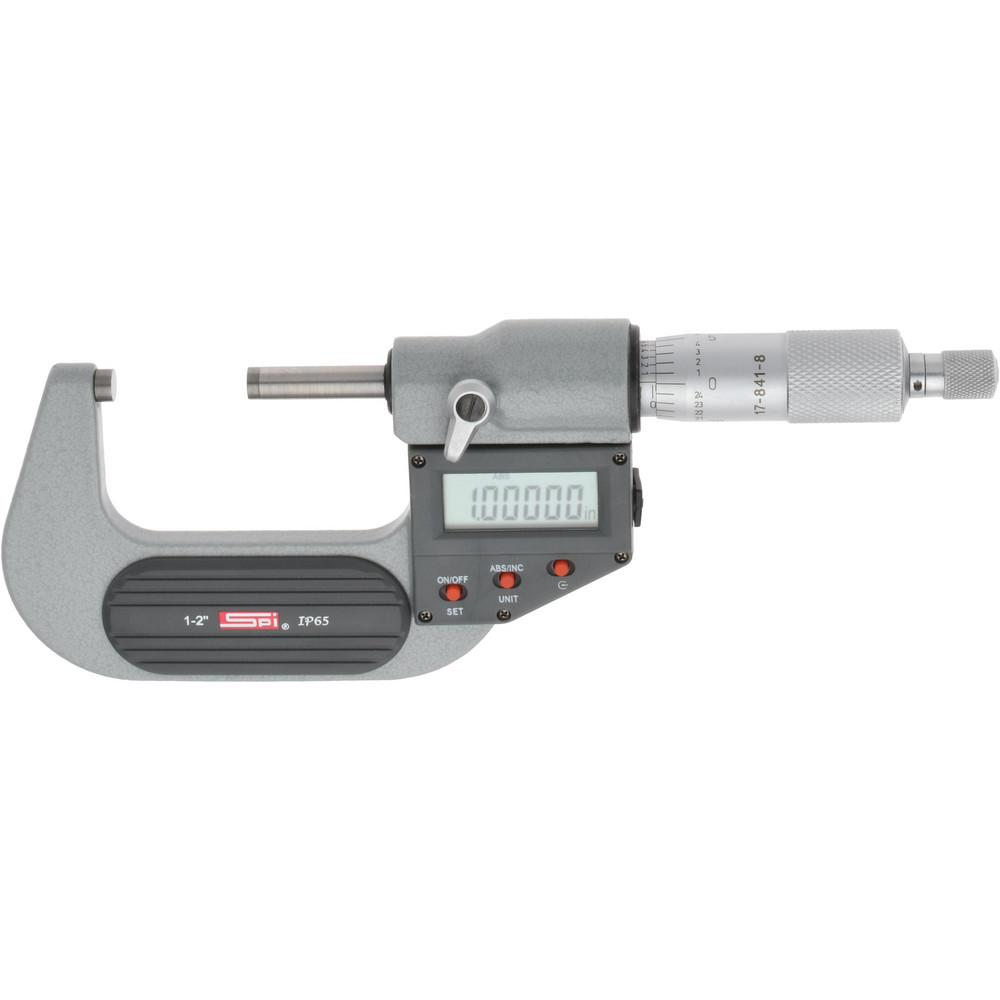 SPI - Electronic Outside Micrometer: 2" Max, Carbide-Tipped Face, IP65 ...