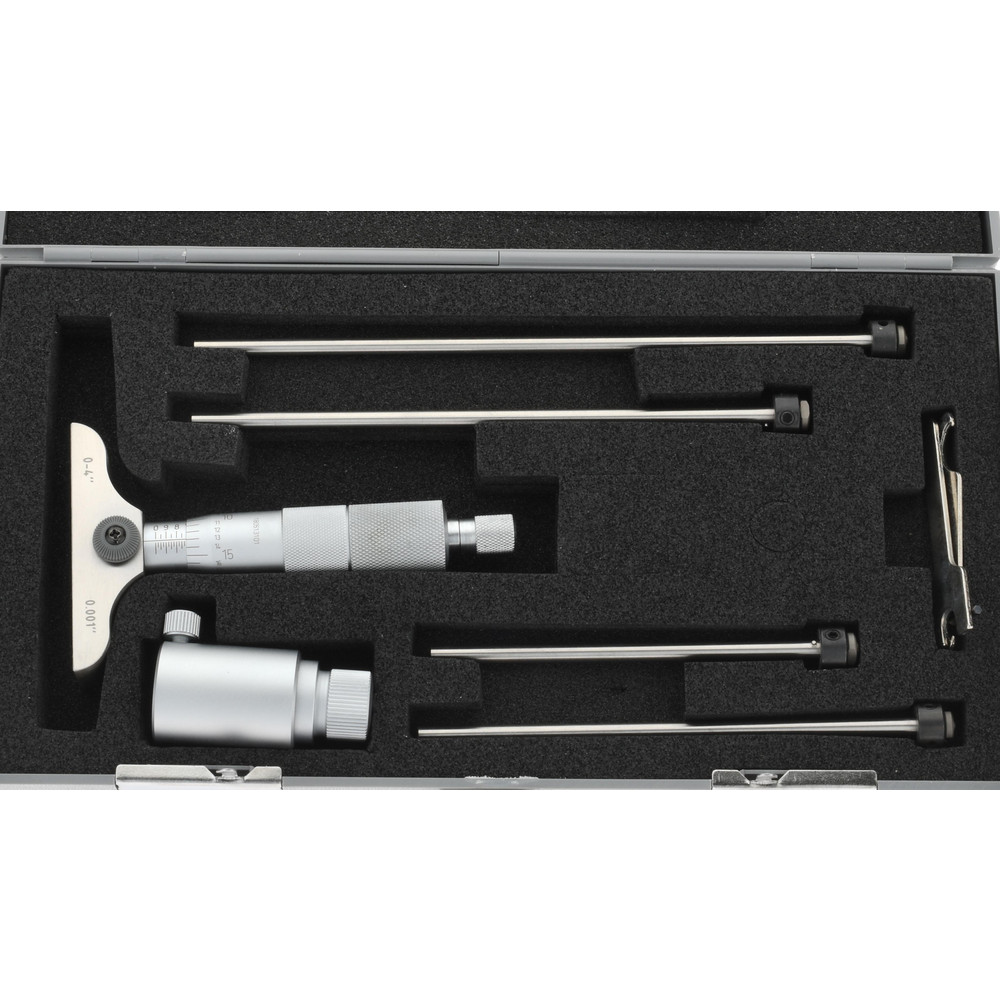 SPI - Mechanical Depth Micrometer: 4'' Range, 4 Rods | MSC Direct