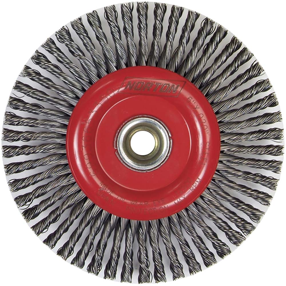 Norton - 6" OD, 5/8-11 Arbor Hole, Stringer Bead Carbon Wheel Brush ...